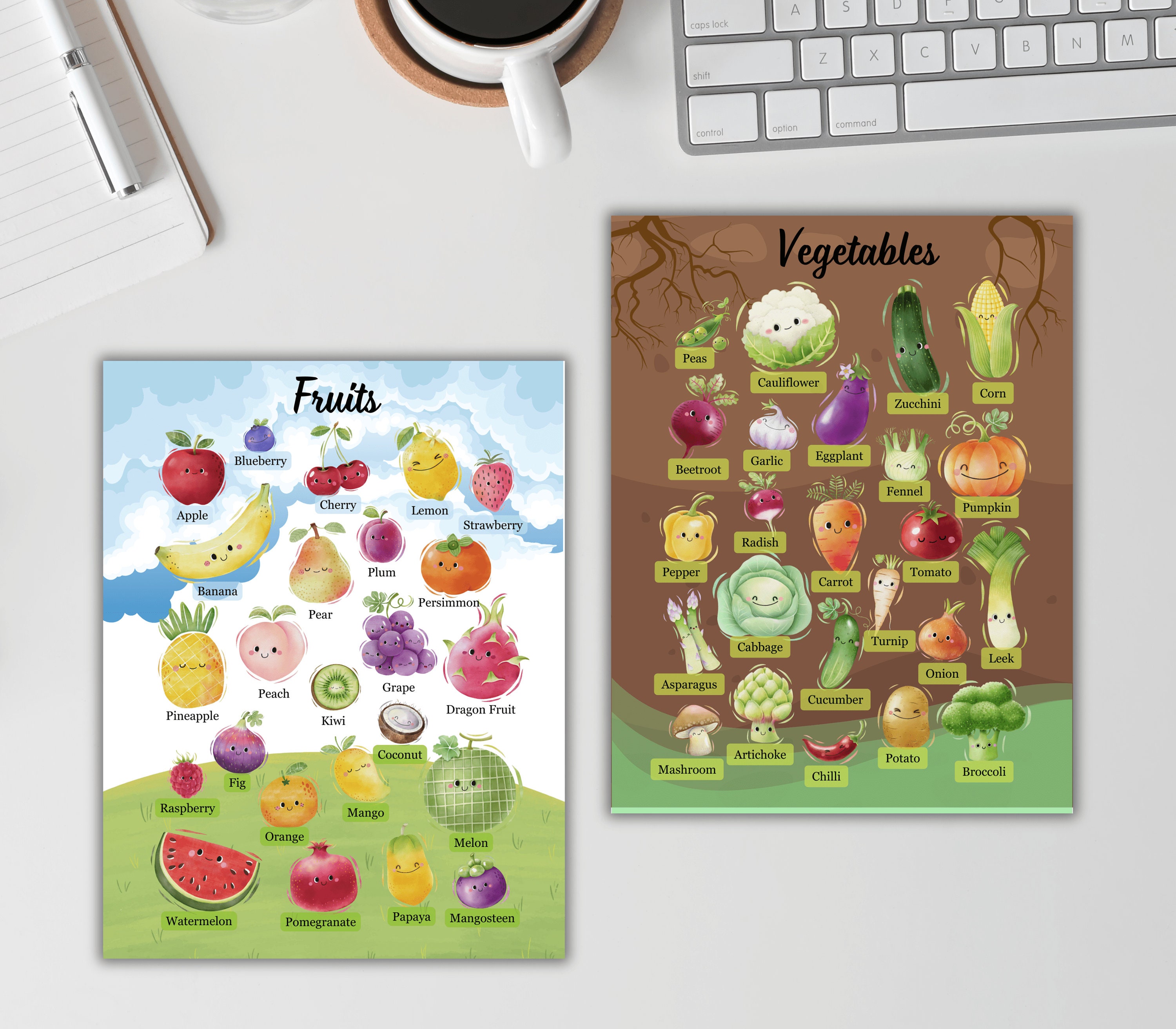 Printable Fruits & Vegetables Bundle, Kids Activity, Learning ...