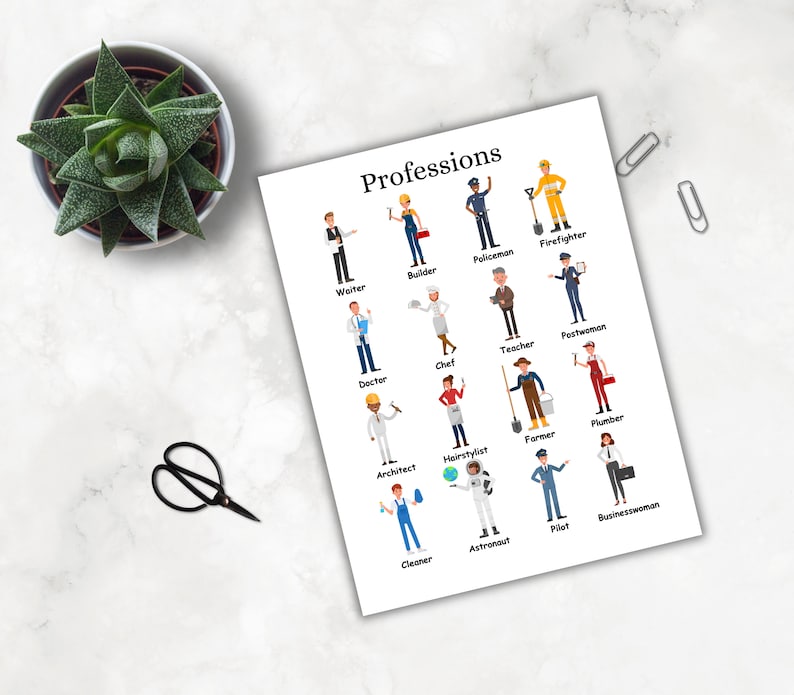 Printable Professions Activity, Occupations Poster, Professions Flash ...