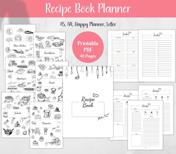 Printable Recipe Book Planner Cookbook Recipe Planner - Etsy