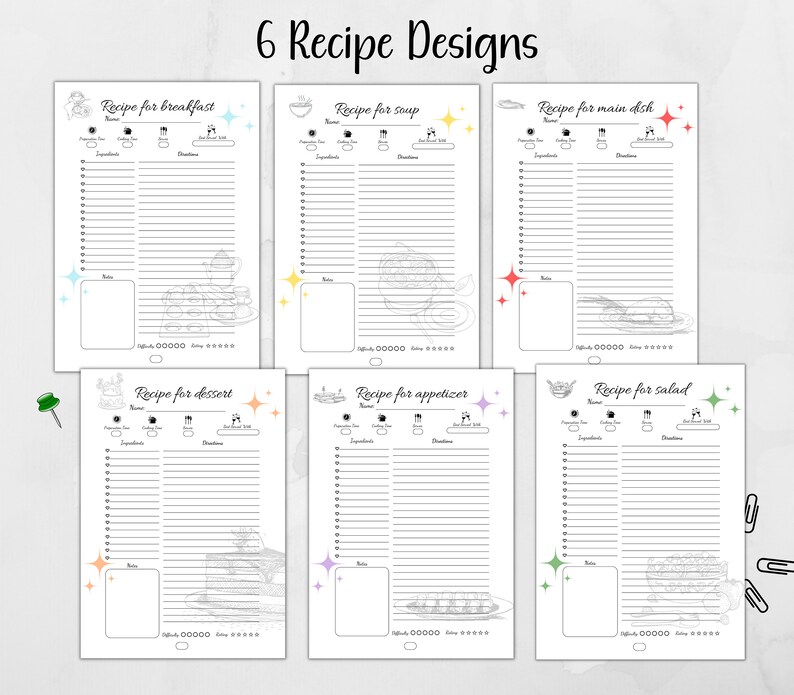 Recipe Book Printable Planner, Recipe Binder, Cookbook Diary, Recipe ...
