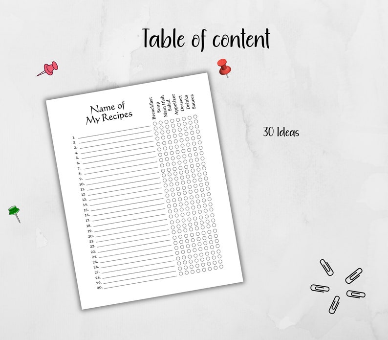 Printable Recipe Book Planner: Cookbook With Tab Dividers (PDF) - Etsy