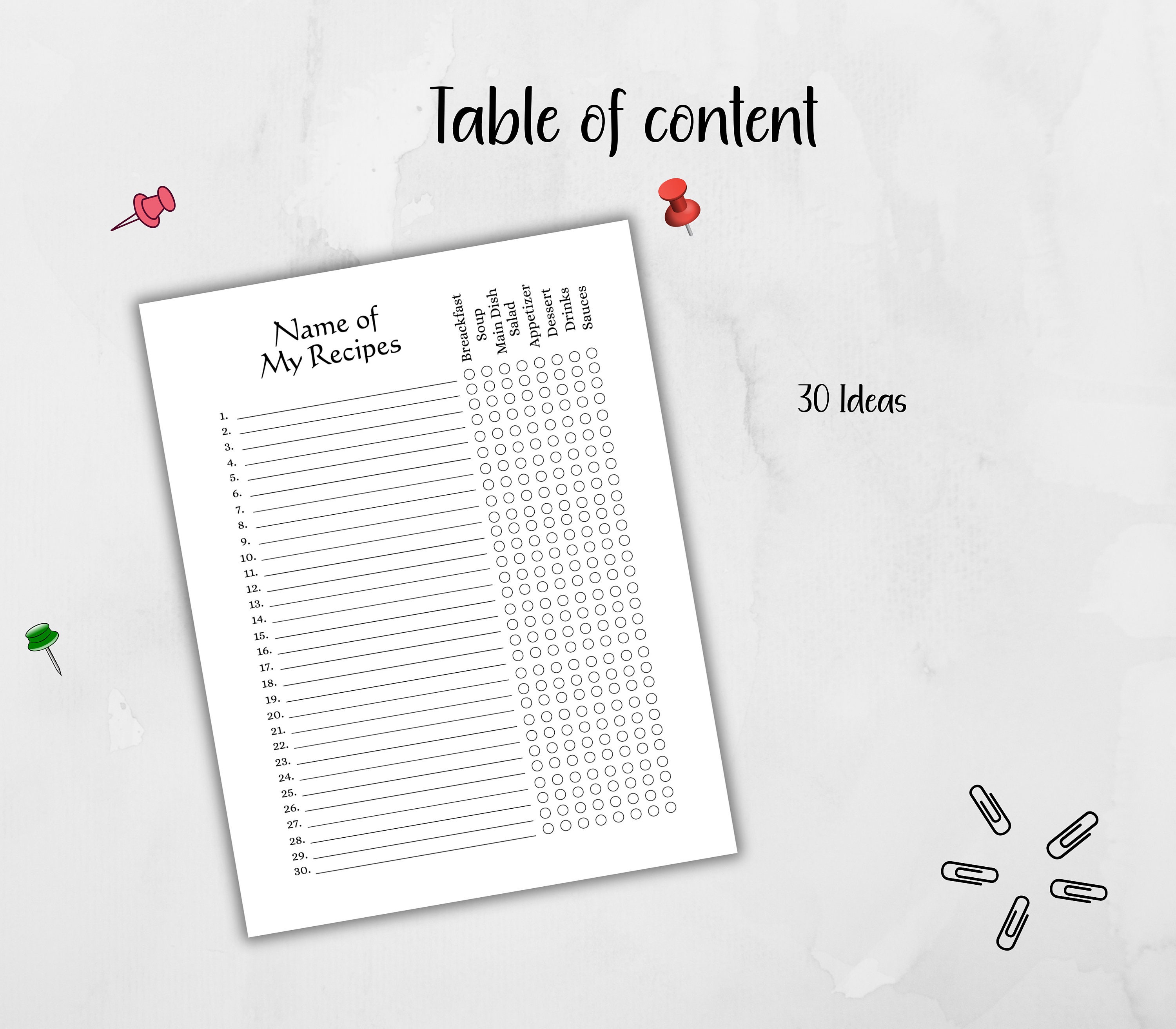 Printable Recipe Book Planner, Cookbook, Tab Dividers for Recipe ...