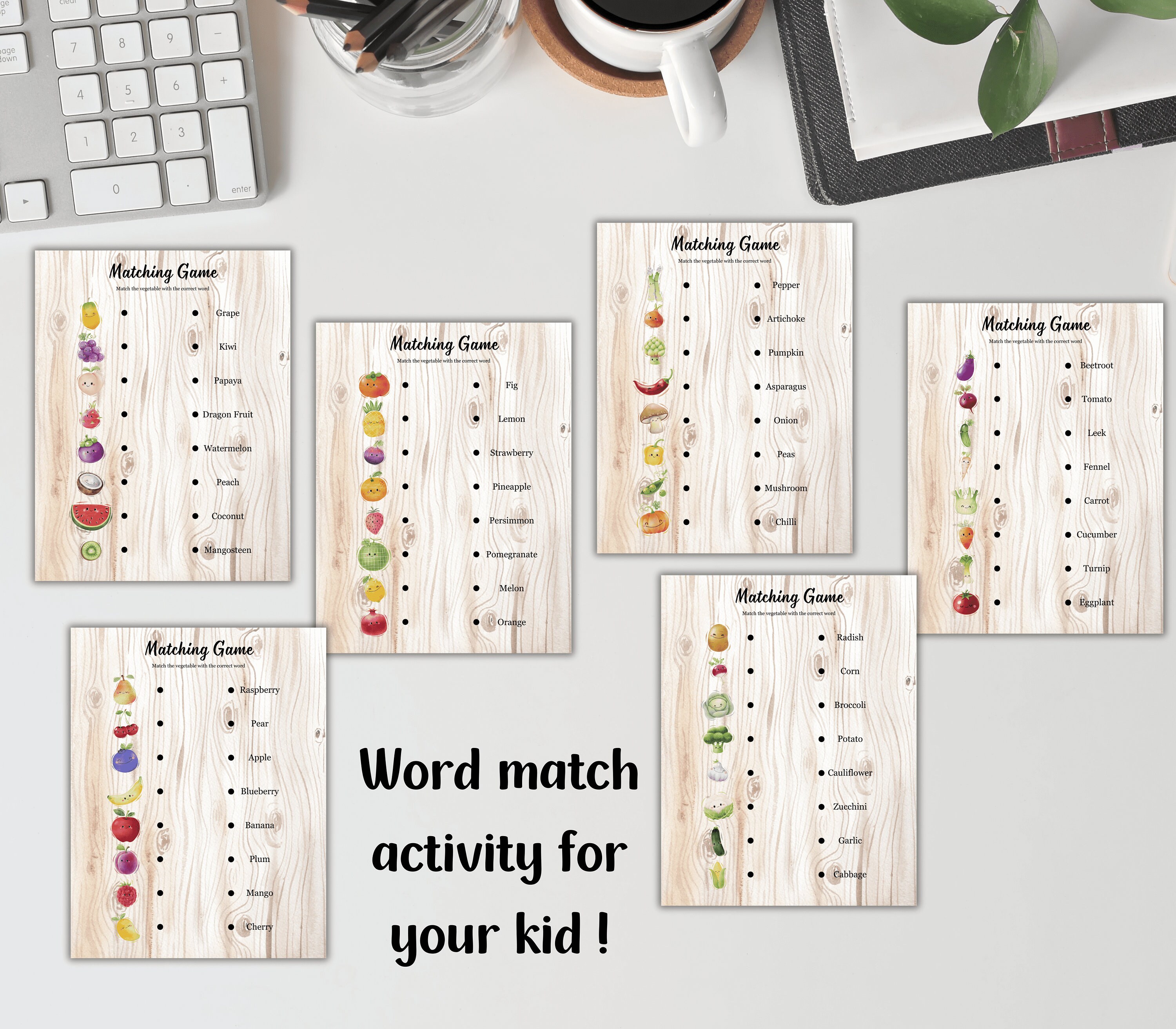 Printable Fruits & Vegetables Bundle, Kids Activity, Learning ...