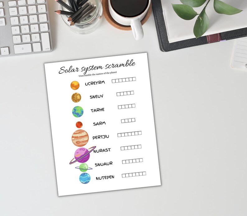 Paquete imprimible del sistema solar, actividad para niños, aprendizaje ...