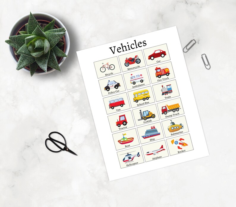 Printable Vehicle Bundle, Kids Activity, Learning About Vehicles ...