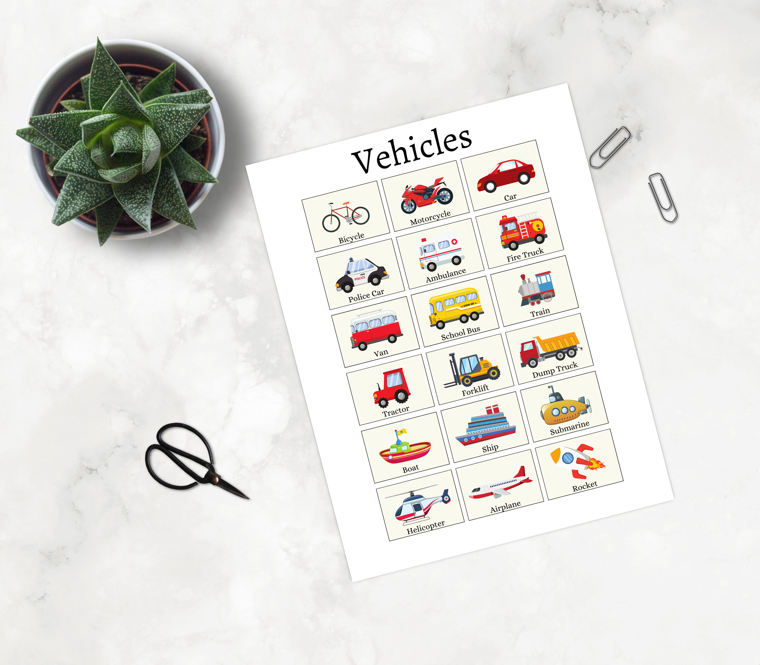 Printable Vehicle Bundle, Kids Activity, Learning About Vehicles ...