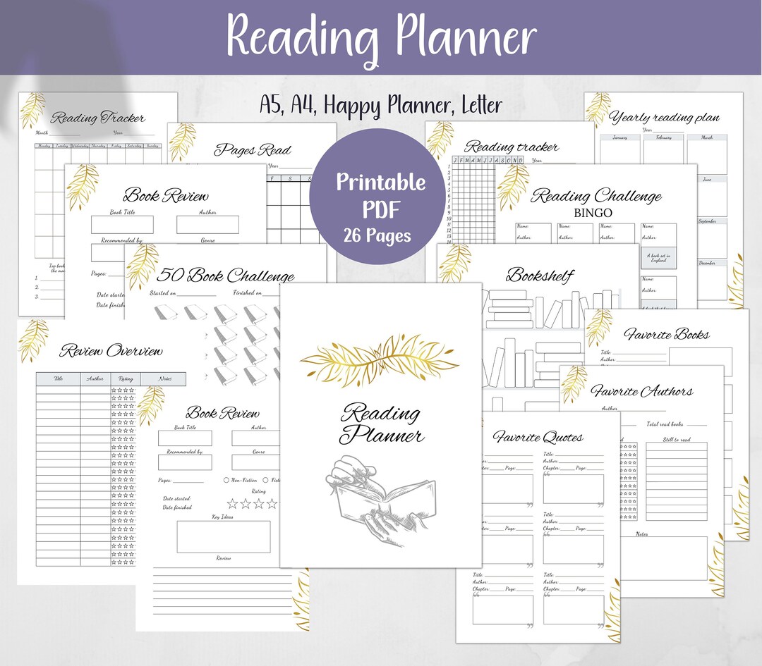 Printable Reading Planner, Book Planner Tracker, Printable Reading ...