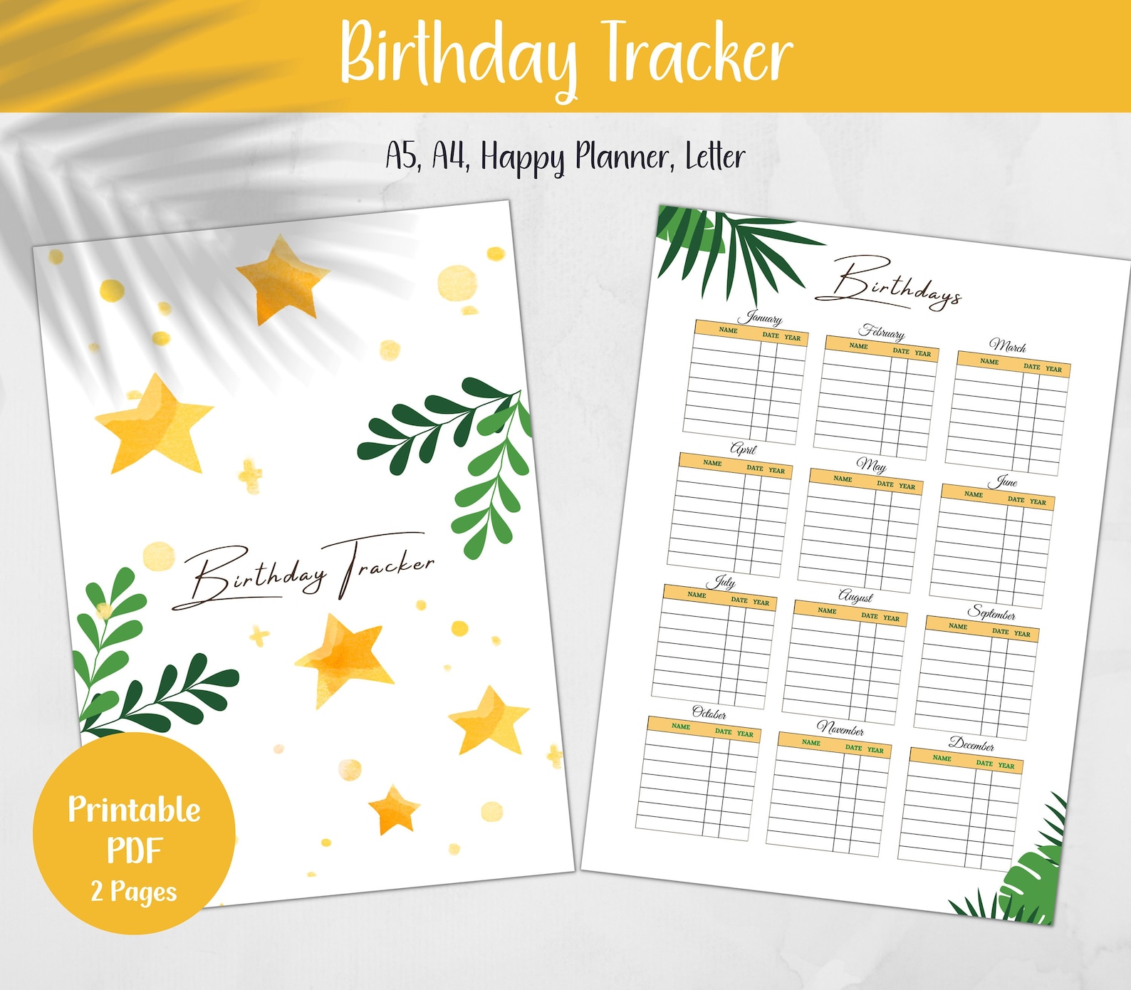 Birthday Tracker Printable, Birthday Organizer, Birthday Planner ...