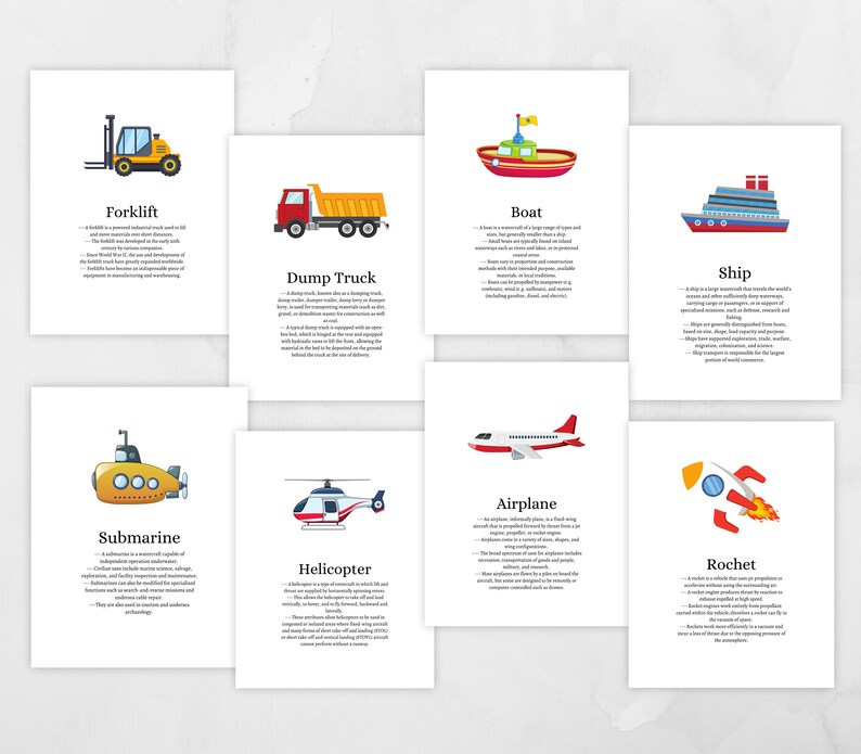Printable Vehicle Bundle, Kids Activity, Learning About Vehicles ...