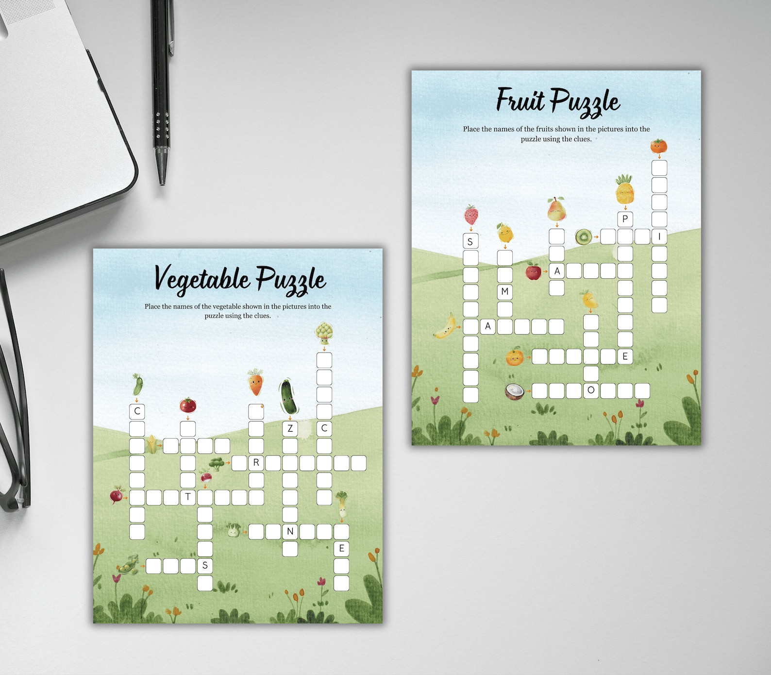 Printable Fruits & Vegetables Bundle, Kids Activity, Learning ...