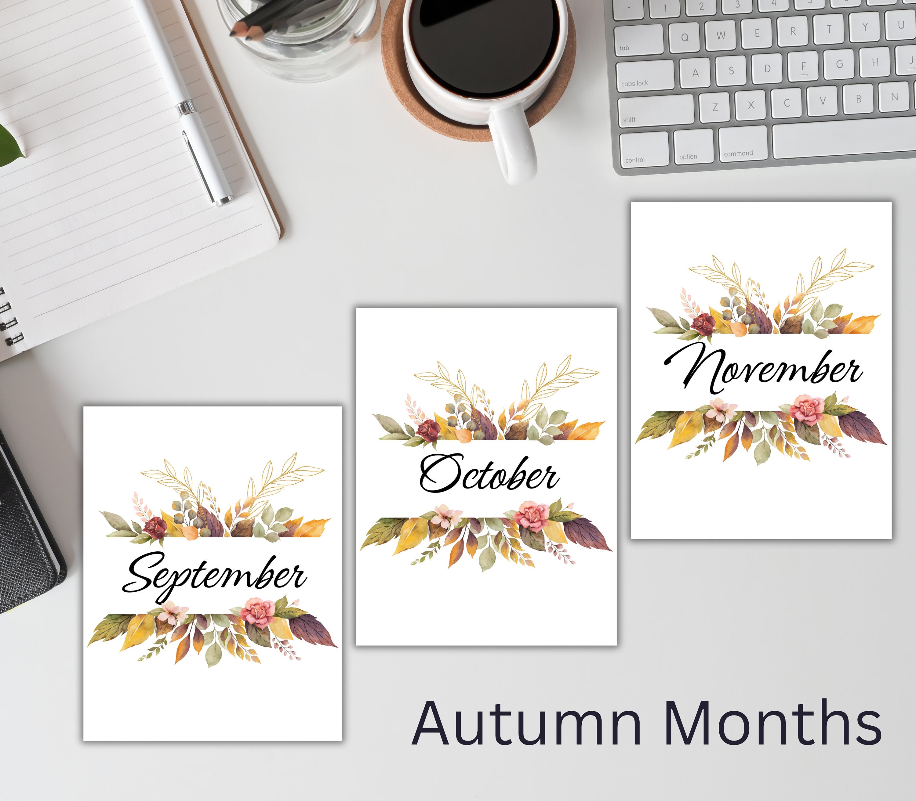 Printable Watercolor Monthly Dashboard, Seasonal Monthly Planner Pages ...