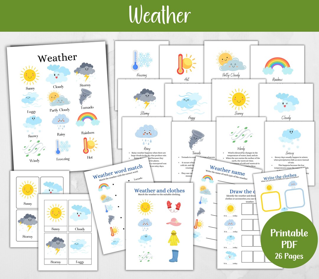 Printable Weather Bundle, Kids Activity, Weather Carts, Educational ...