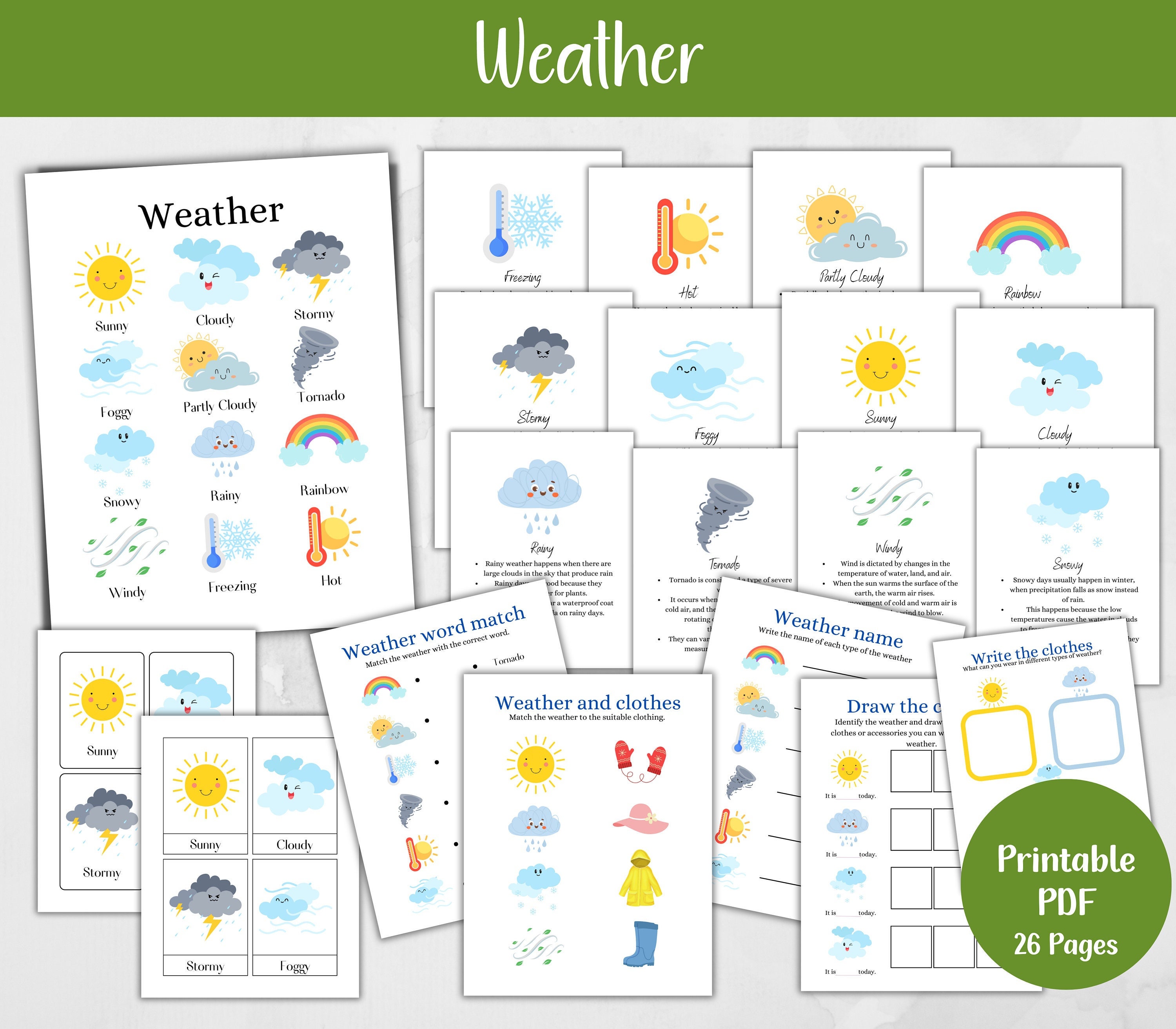 Printable Weather Bundle, Kids Activity, Weather Carts, Educational ...