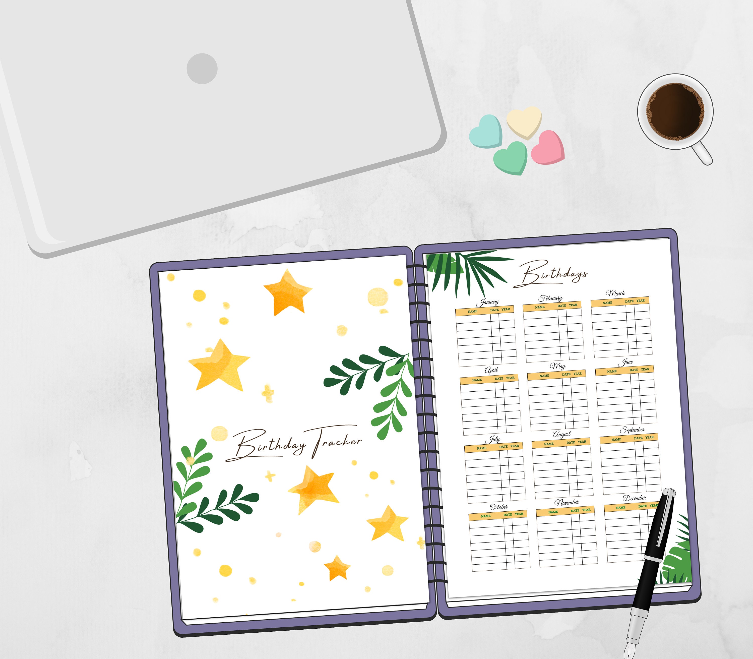 Birthday Tracker Printable, Birthday Organizer, Birthday Planner ...