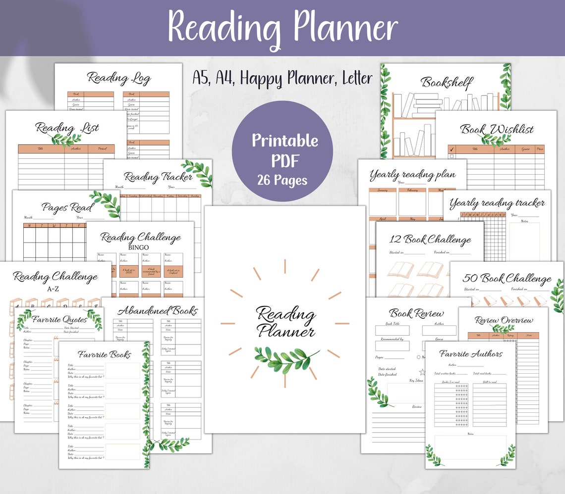 Printable Reading Planner Reading Book Tracker Printable - Etsy