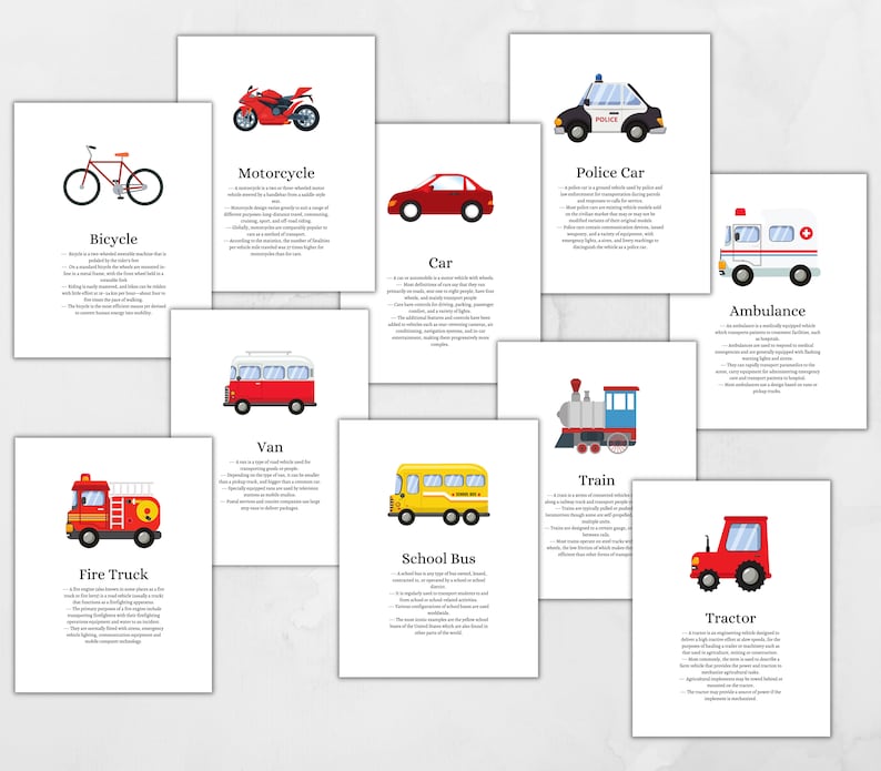 Printable Vehicle Bundle, Kids Activity, Learning About Vehicles ...