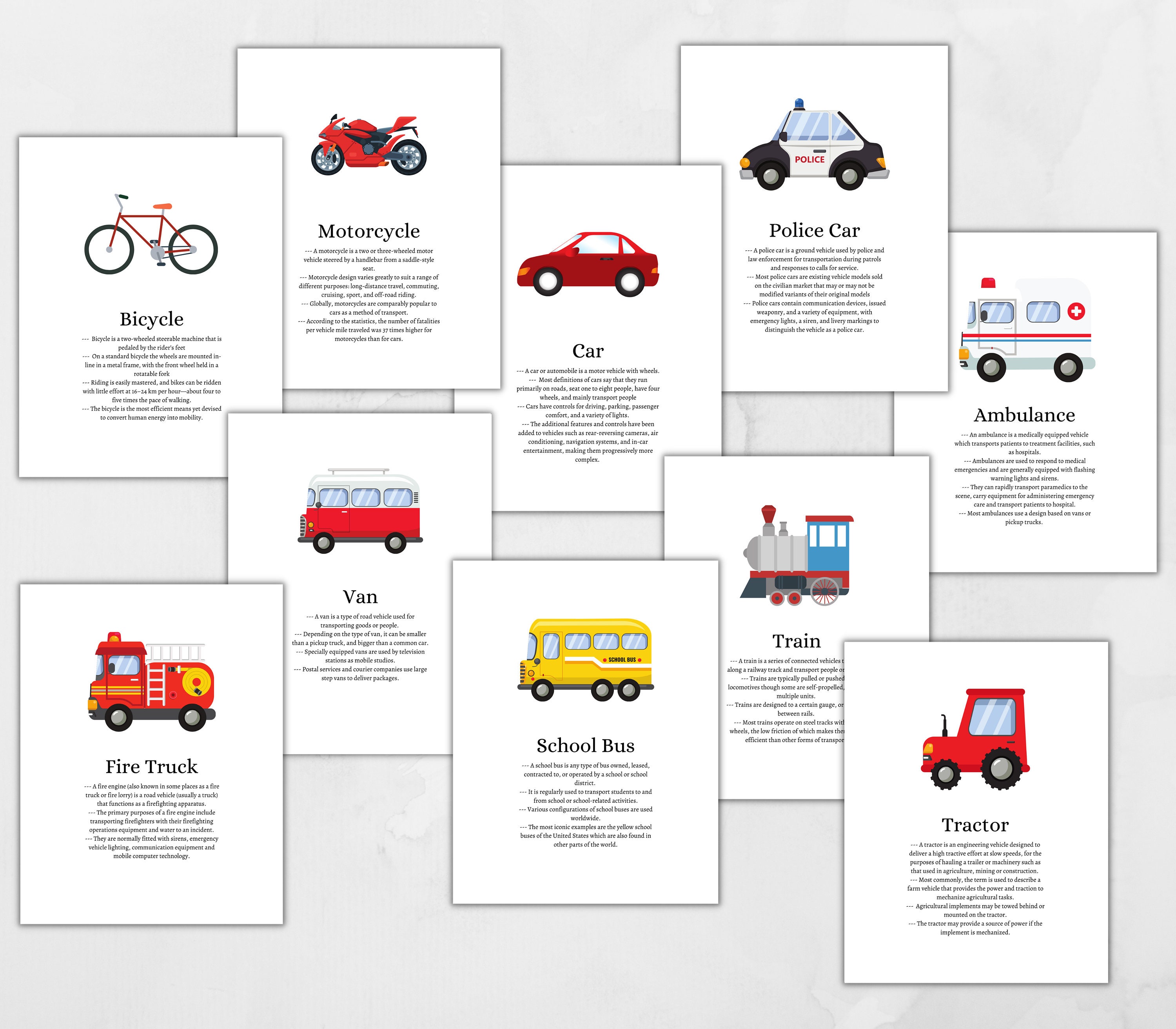 Printable Vehicle Bundle, Kids Activity, Learning About Vehicles ...