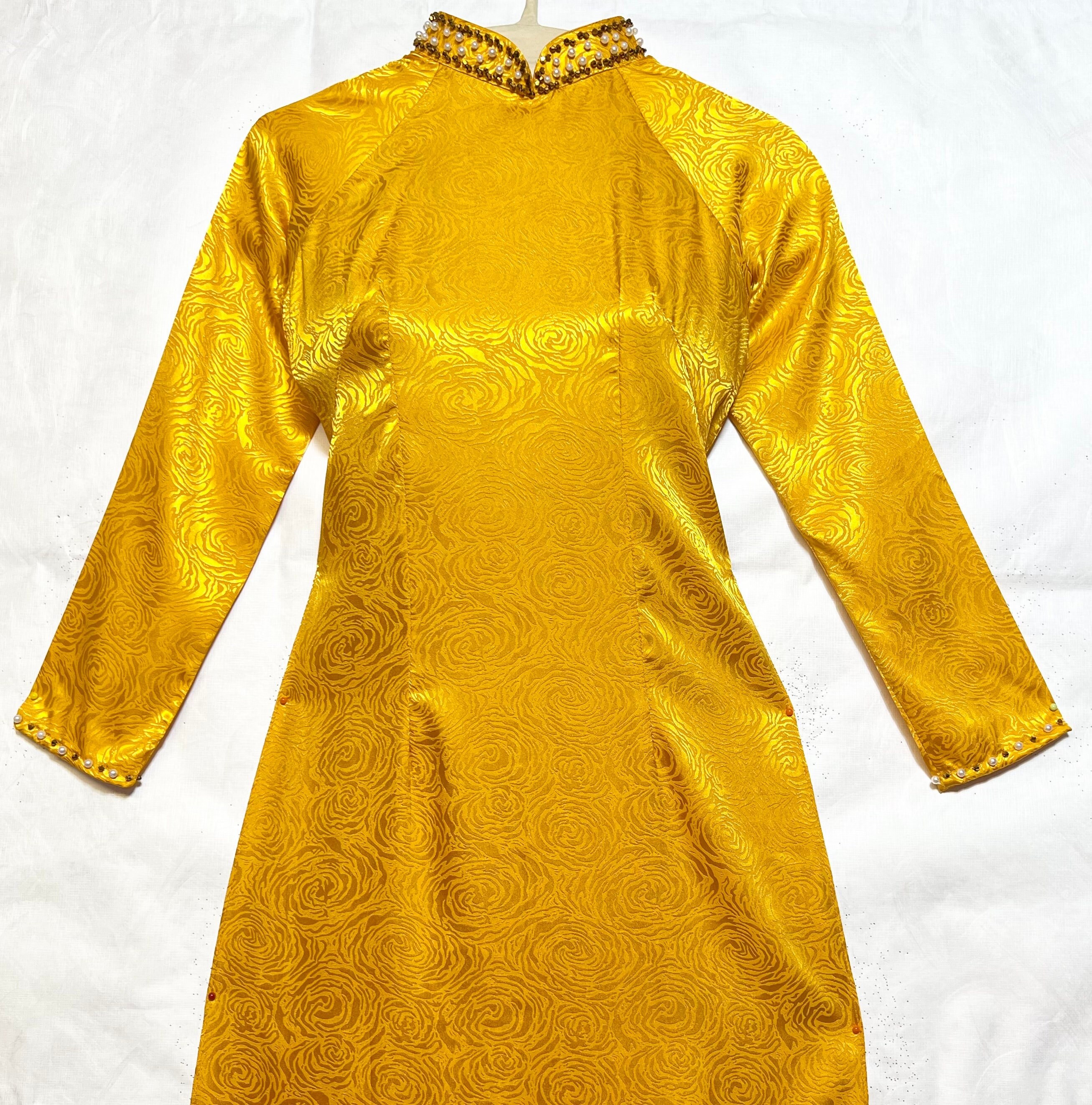 Purple Yellow Ao Dai Tet Ao Dai Lua Gam Thai Tuan S M Cổ Truyền Thống ...