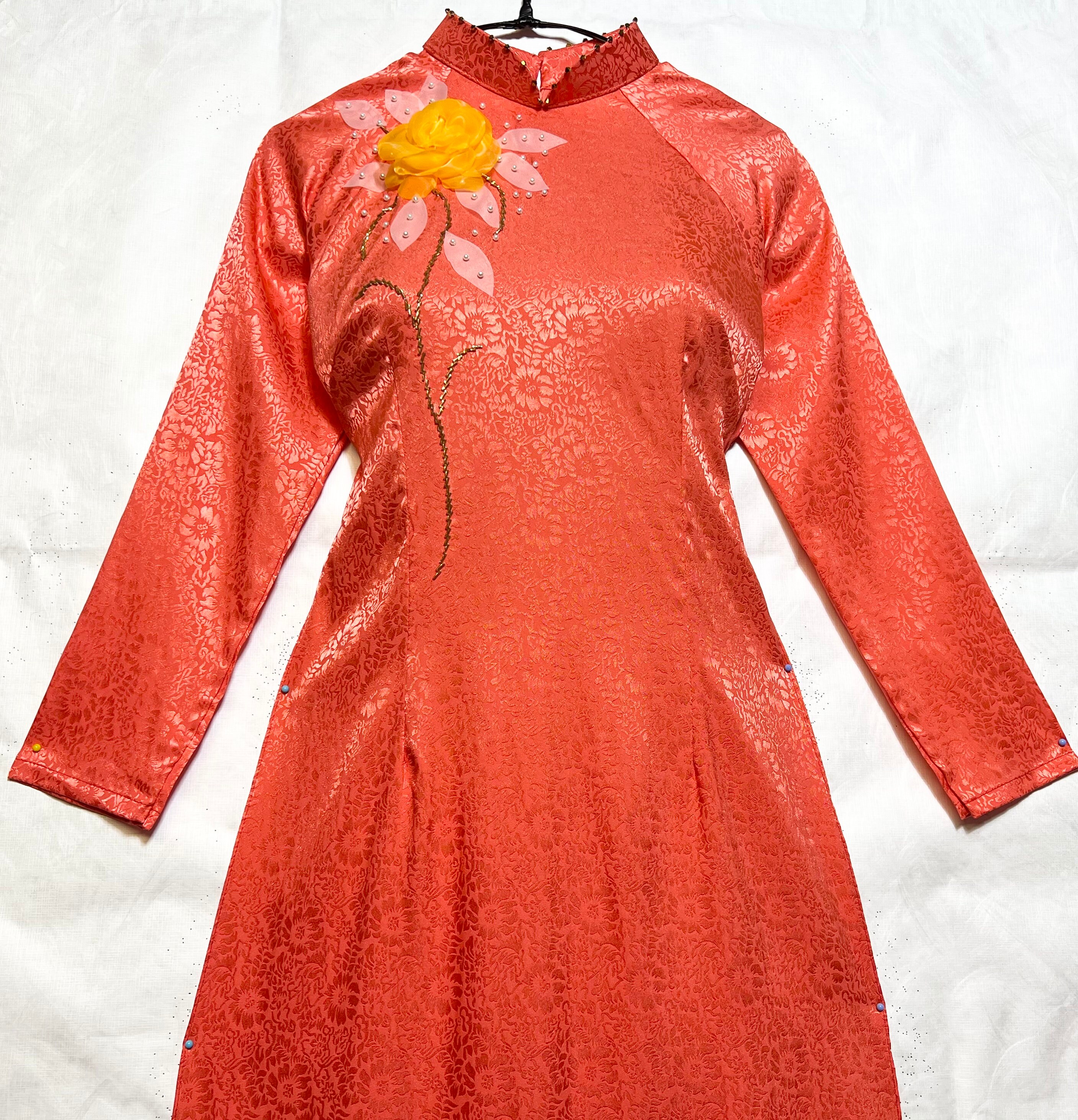 Ao Dai Tet Ao Dai Lua Gam Thai Tuan Thêu Mềm Rũ Kết Hoa Nổi Dài áo ...