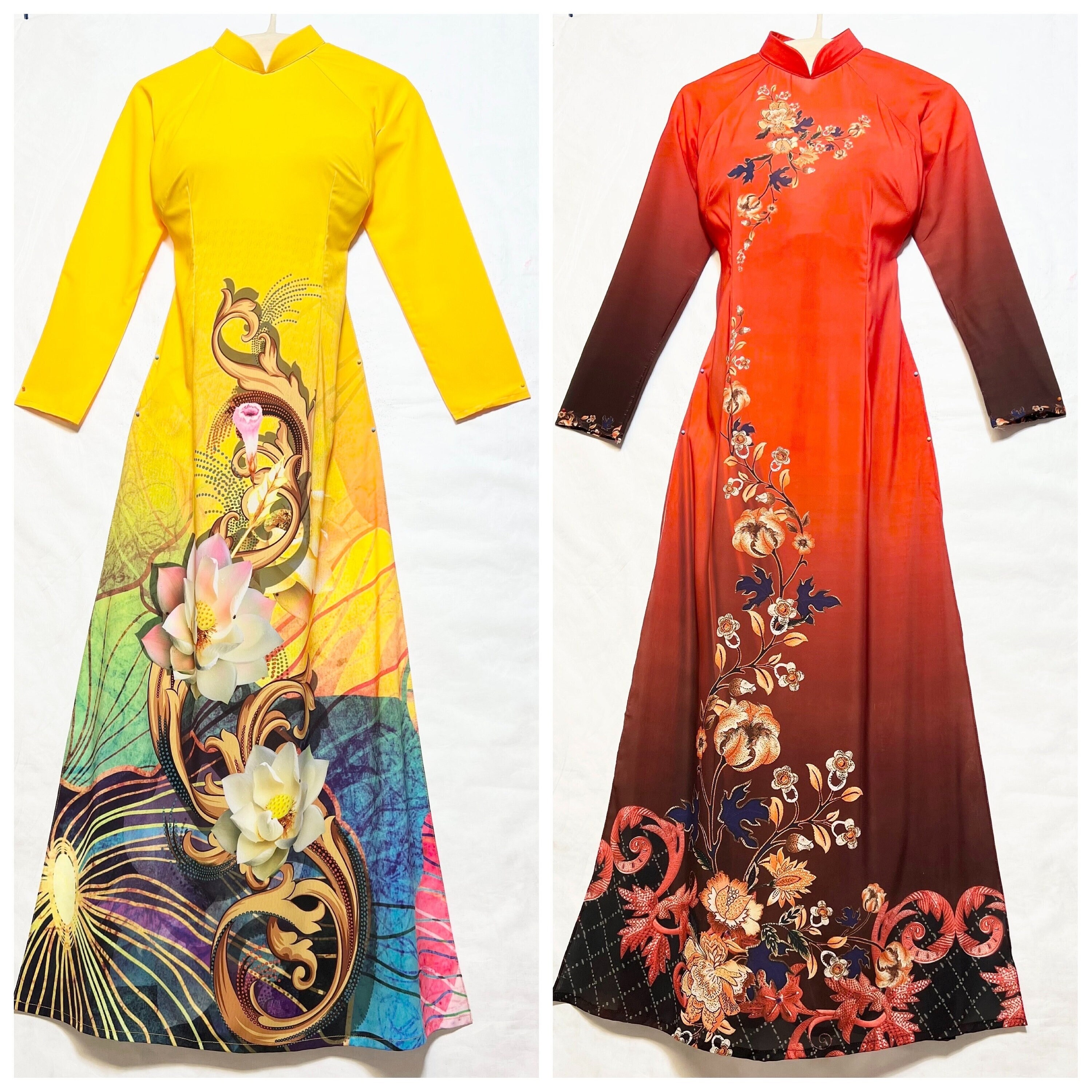 Ao Dai Lua Thai Tuan Mềm Rũ Dài áo 145cm Ao Dai Viet Nam for Women Girl ...