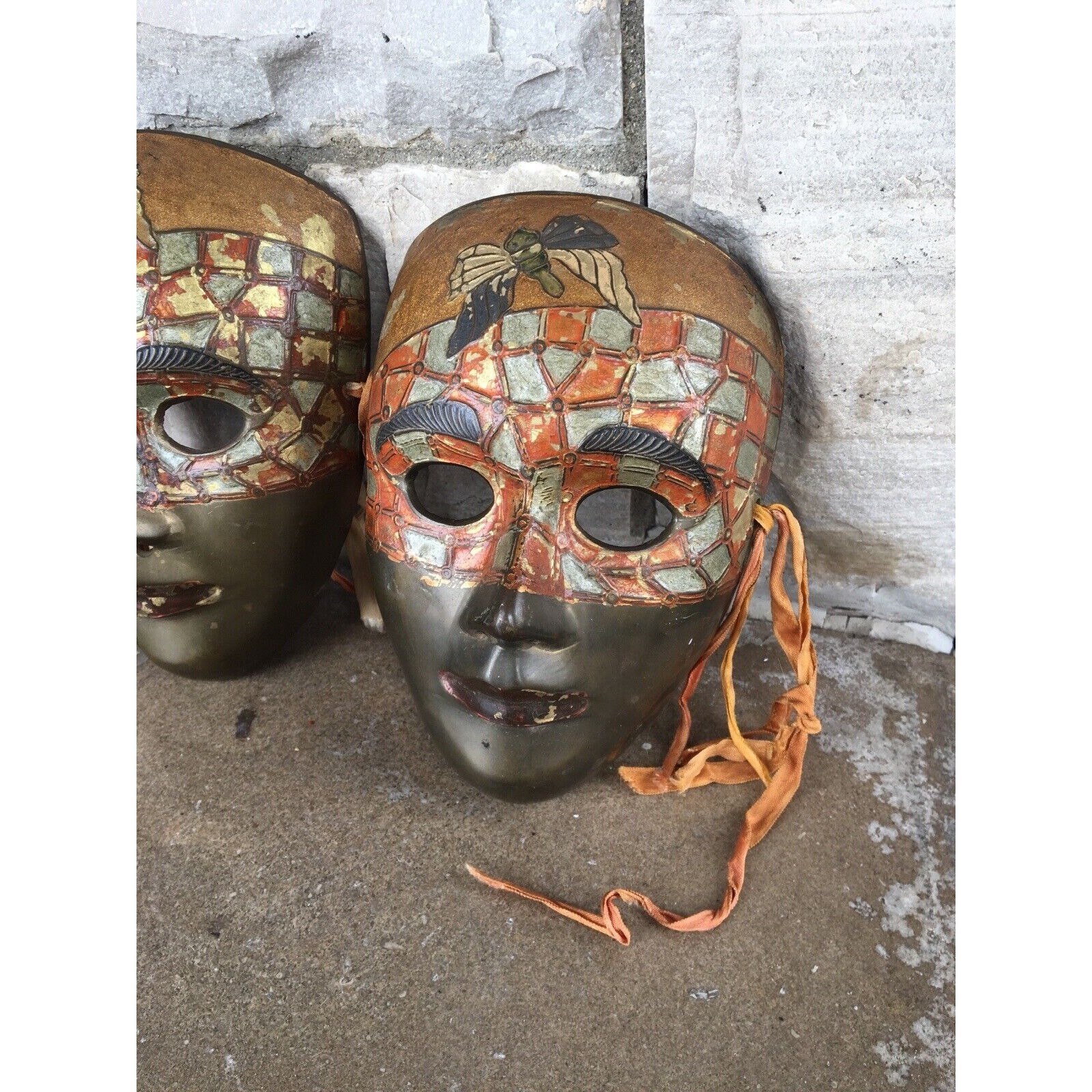 2 Vintage Solid Bronze Enameled Decorative Hand Made Drama Masks 6 - Etsy