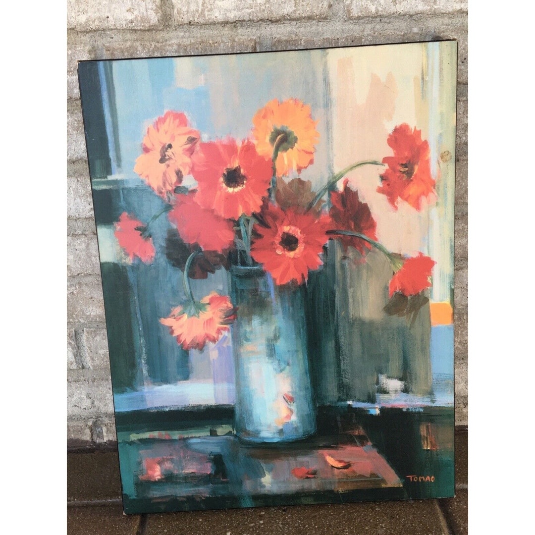 Vintage Tomao Signed Floral Painting Gallery Wrap Canvas, 23x 18 Good ...