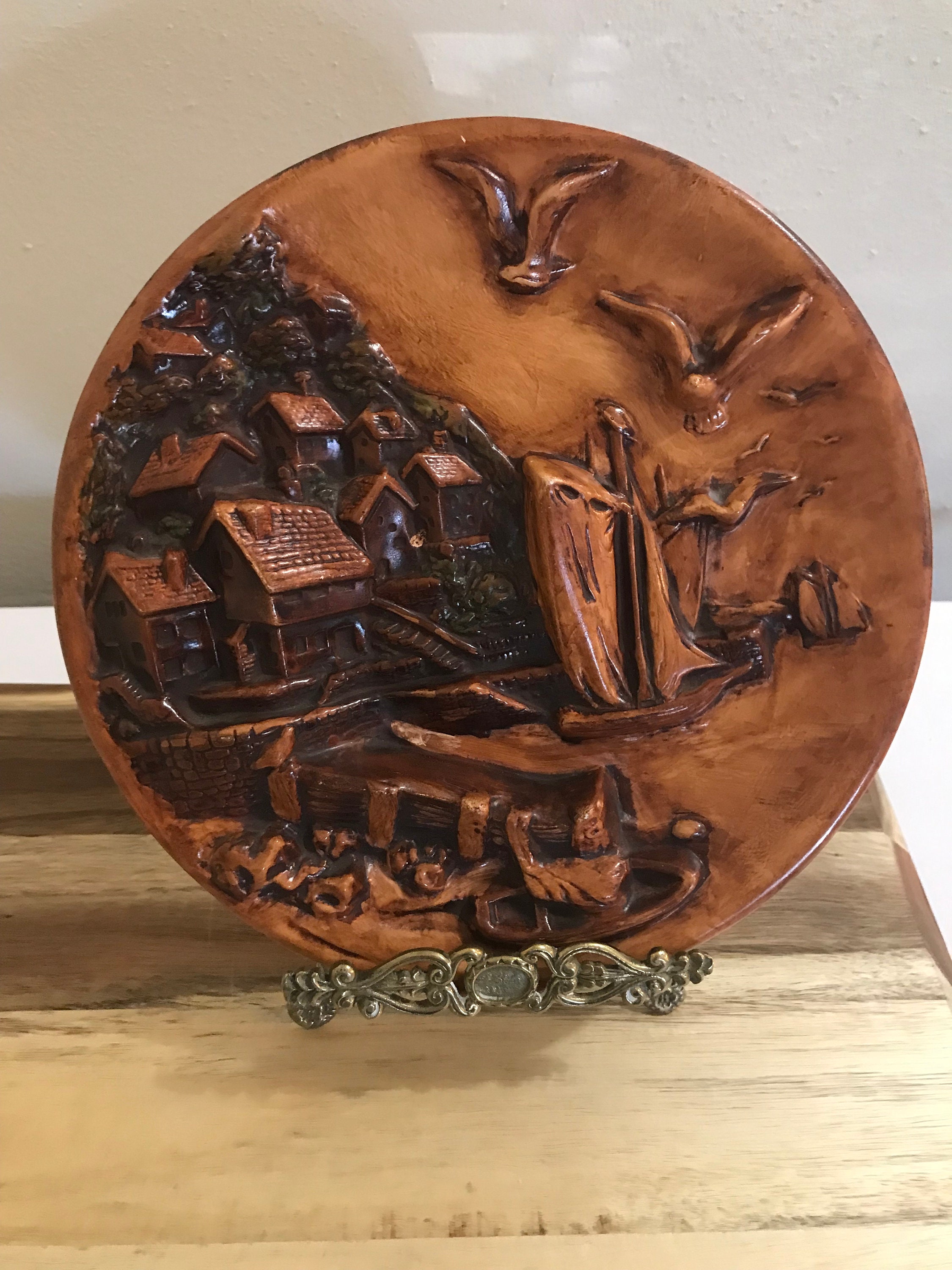 3 Dimensional Ceramic Seaport Village Wall Plaque - Etsy