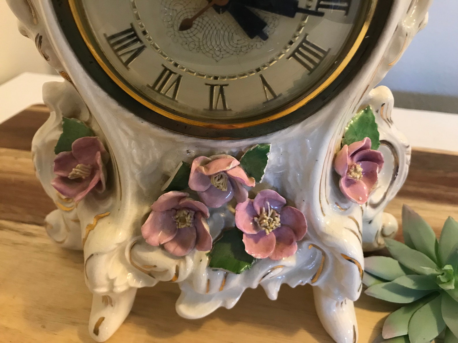 Antique Floral Desk Clock - Etsy
