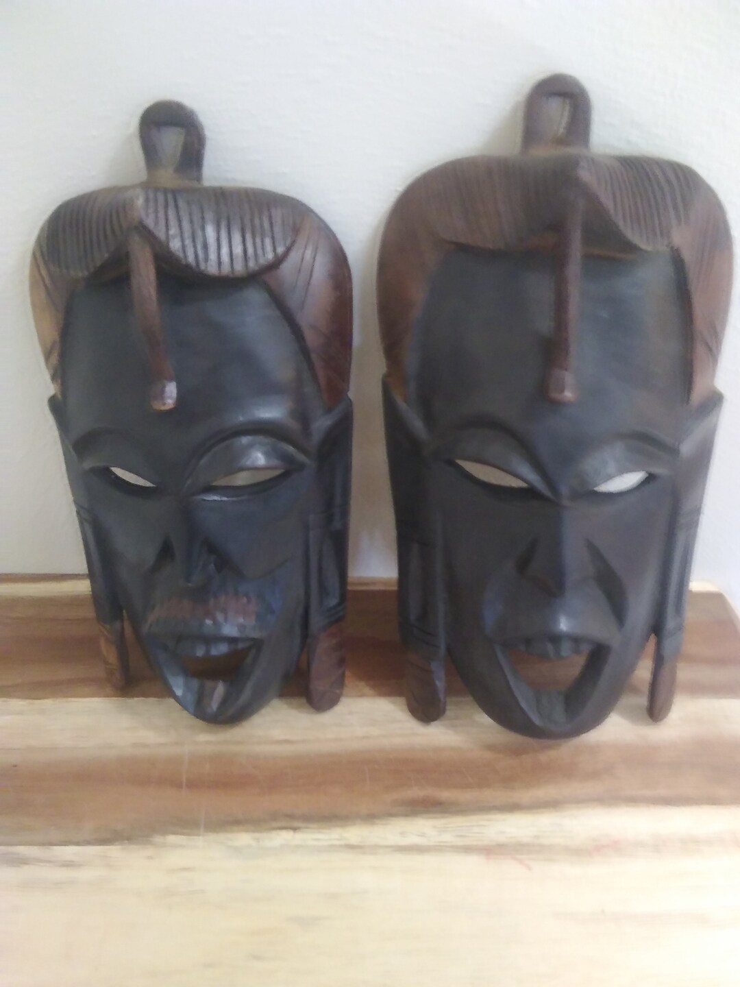Hand Carved Wooden African Masks Male and Female - Etsy