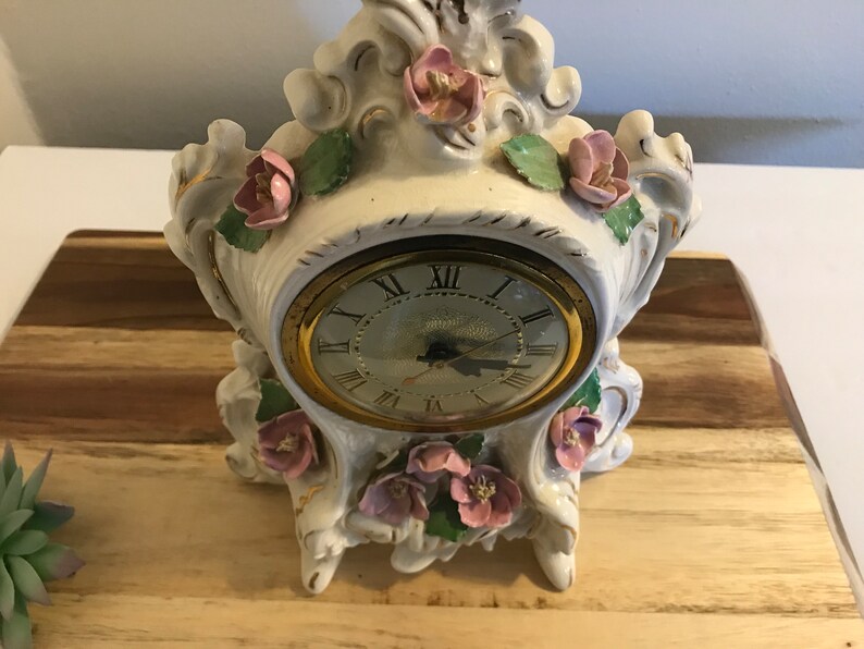 Antique Floral Desk Clock - Etsy