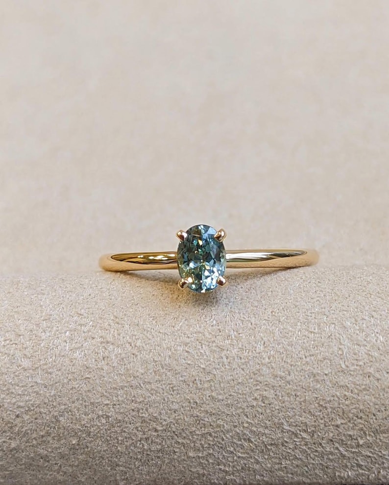 Teal Sapphire Ring: Vintage Style 925 Sterling Silver Promise Ring - Etsy