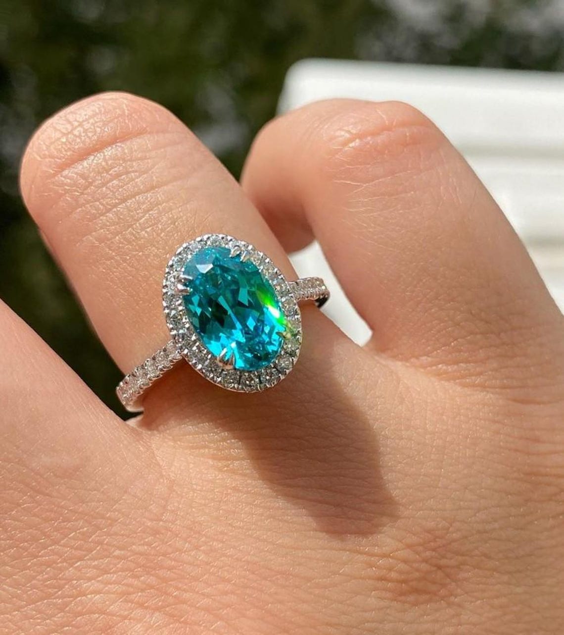 Paraiba Tourmaline Ring: Oval Sky Blue Stone, Sterling Silver - Etsy