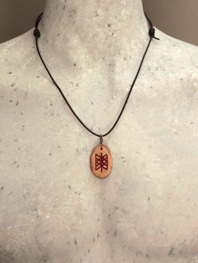 Handcarved web of Wyrd on Deer Antler Necklace - Etsy