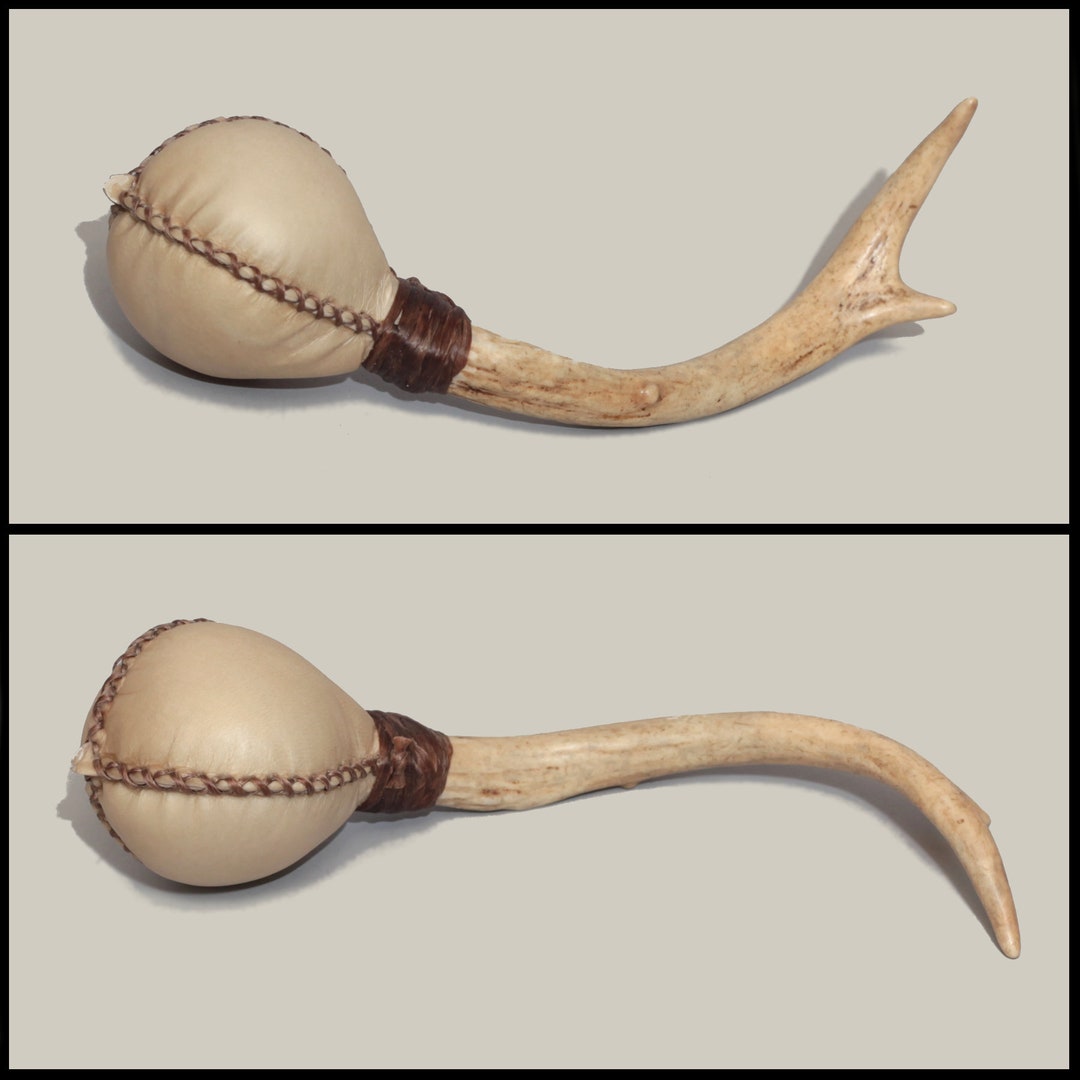 Natural Deer Hide & Forked Antler “3-sided” Rattle - Etsy