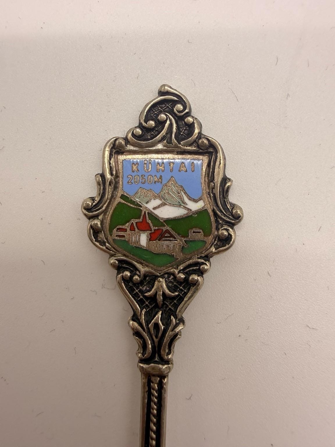 Vintage Austrian Souvenir Spoon Kühtai 2050m Enamel Alpaca Silver Spoon ...