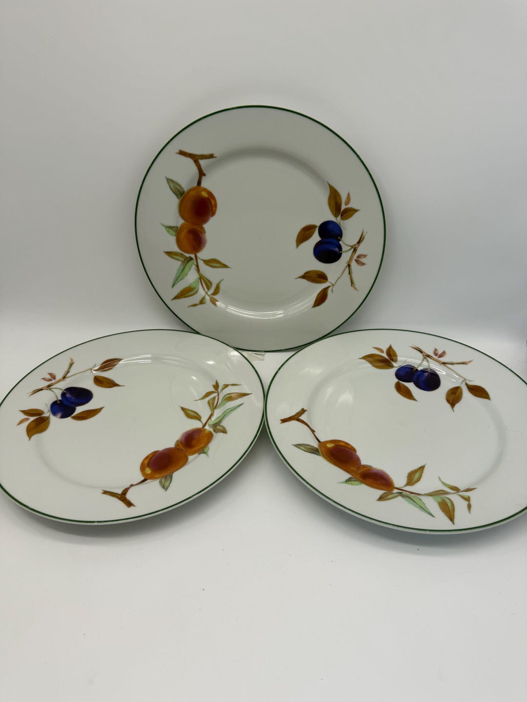 Royal Worcester Evesham Vale Dinner Plates Set of 3- Fine Porcelain ...