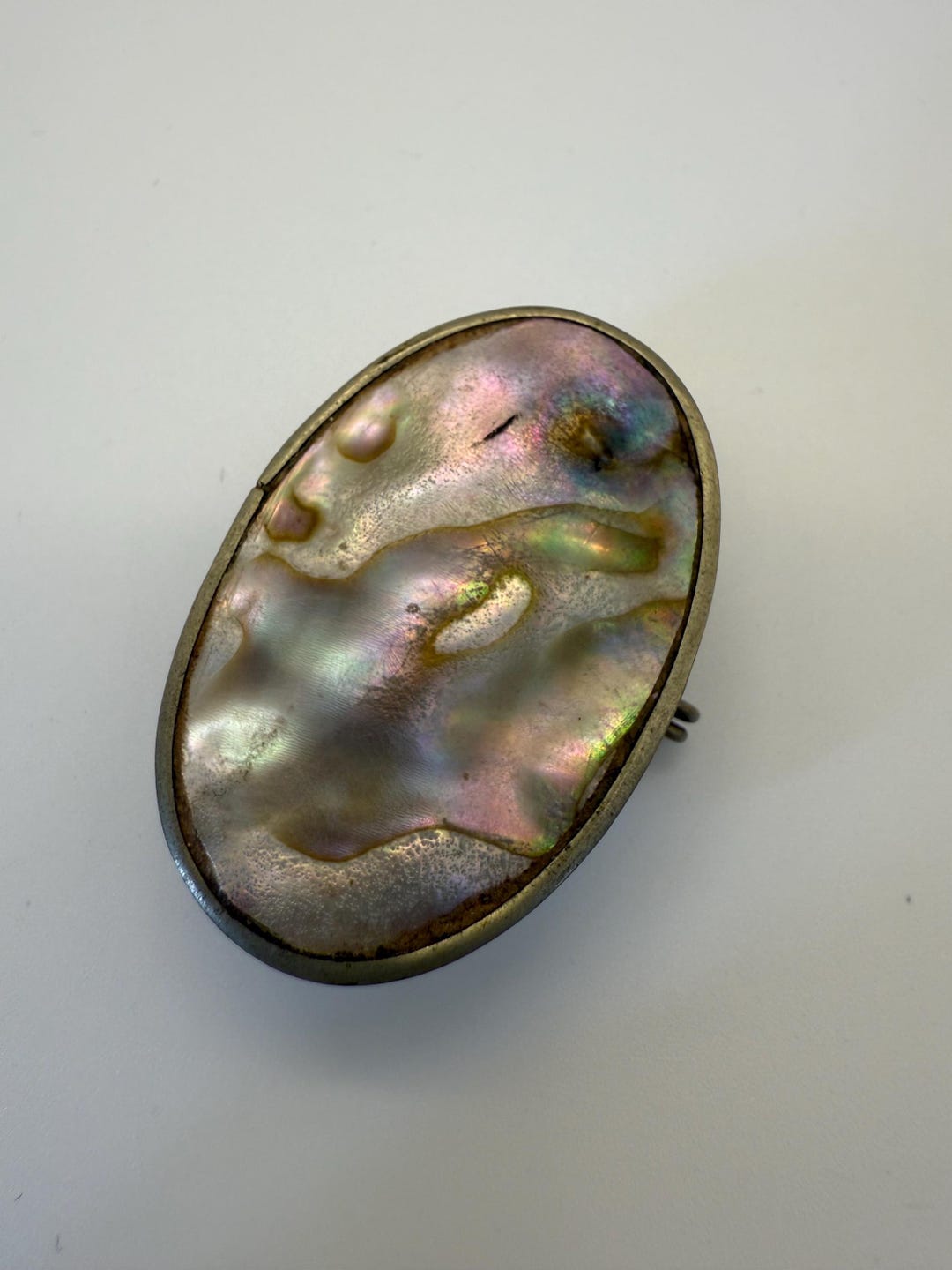 Vintage Miniature Mexican Silver Abalone Shell Pill Box, Vintage Silver ...