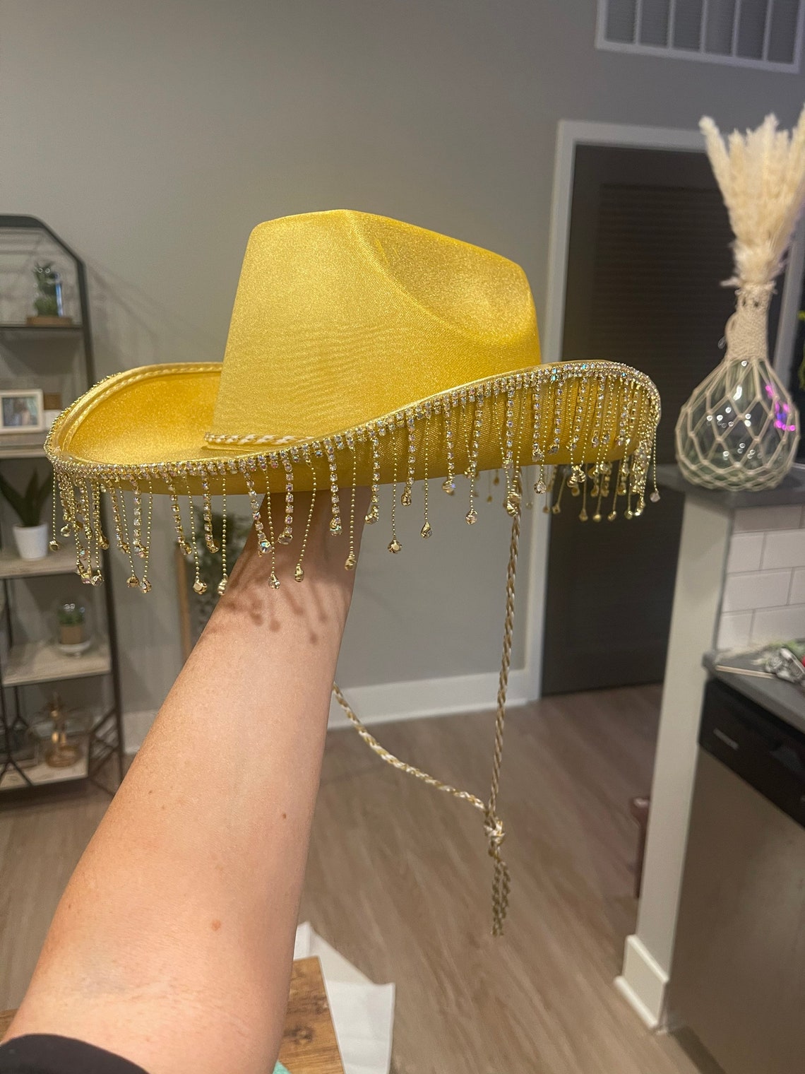 Gold Cowboy Hat W/ Gold Jewel Fringe - Etsy