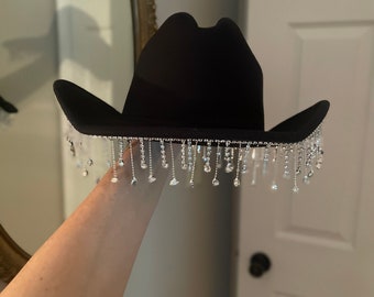 Black Bride Hat, Bridal Shower Hat, Cowboy Wedding, Black Bride Hat ...