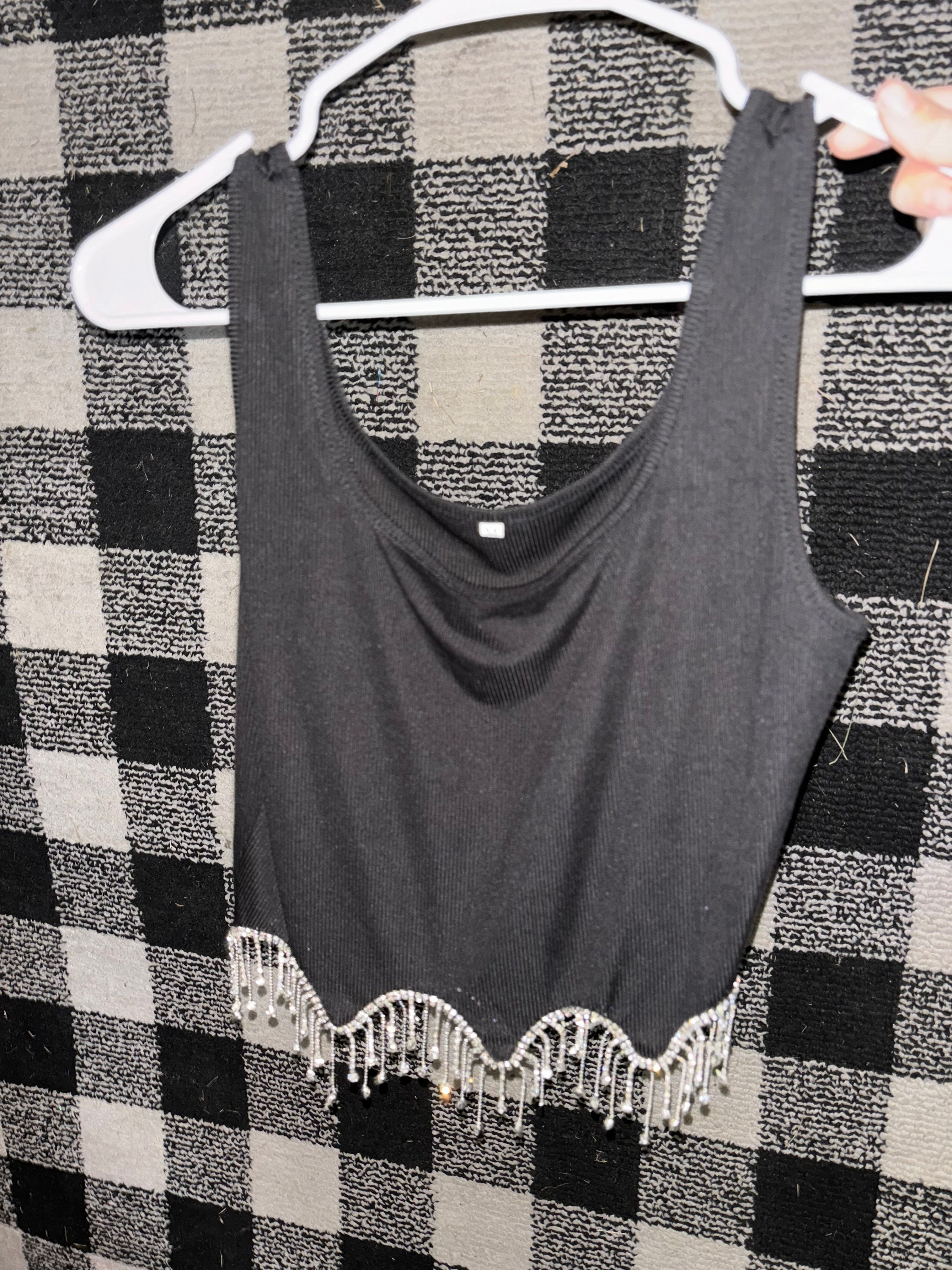 Rhinestone Fringed Tank Top - Etsy