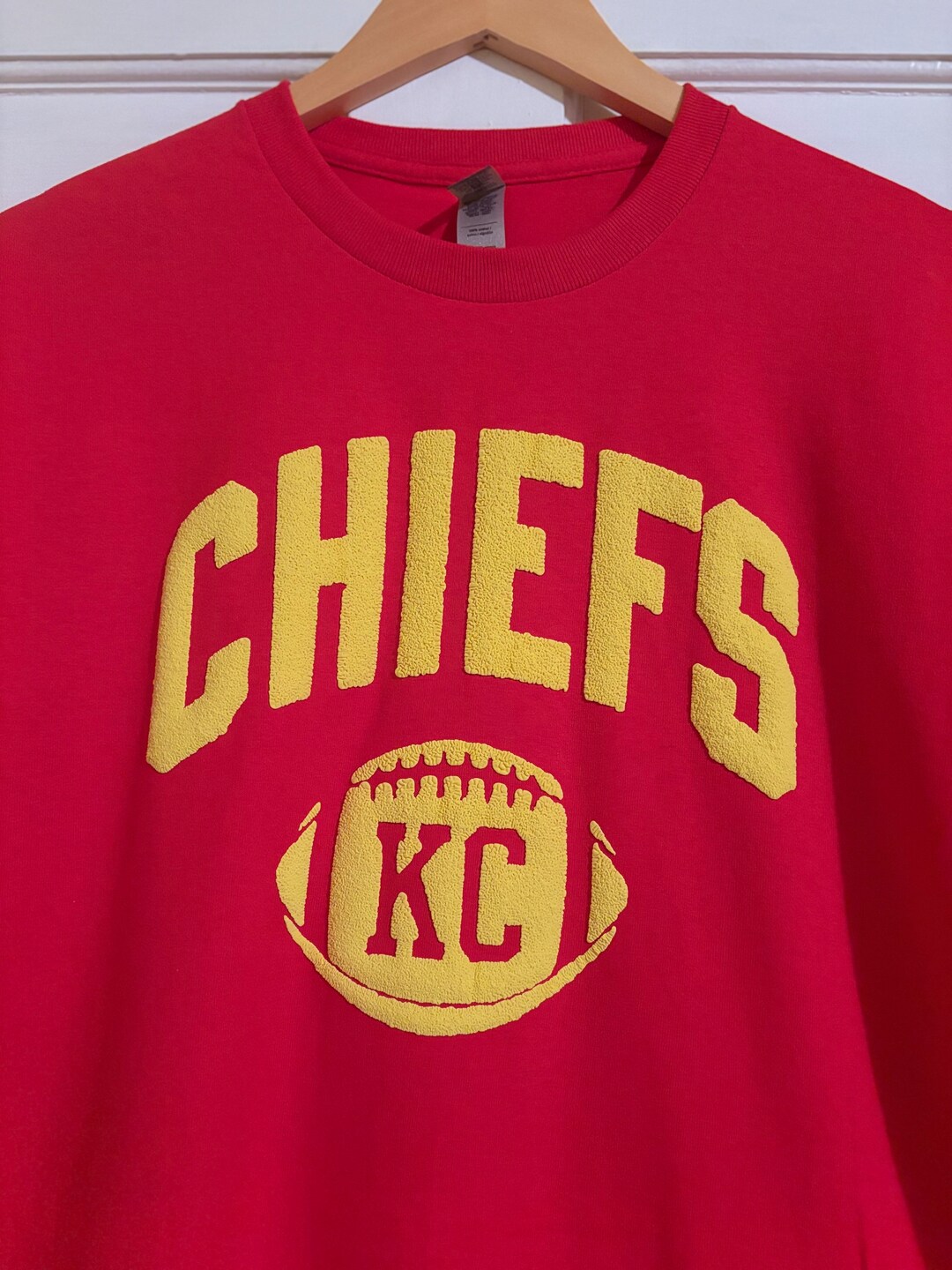 KC Chiefs Shirt With Puffy Lettering - Etsy