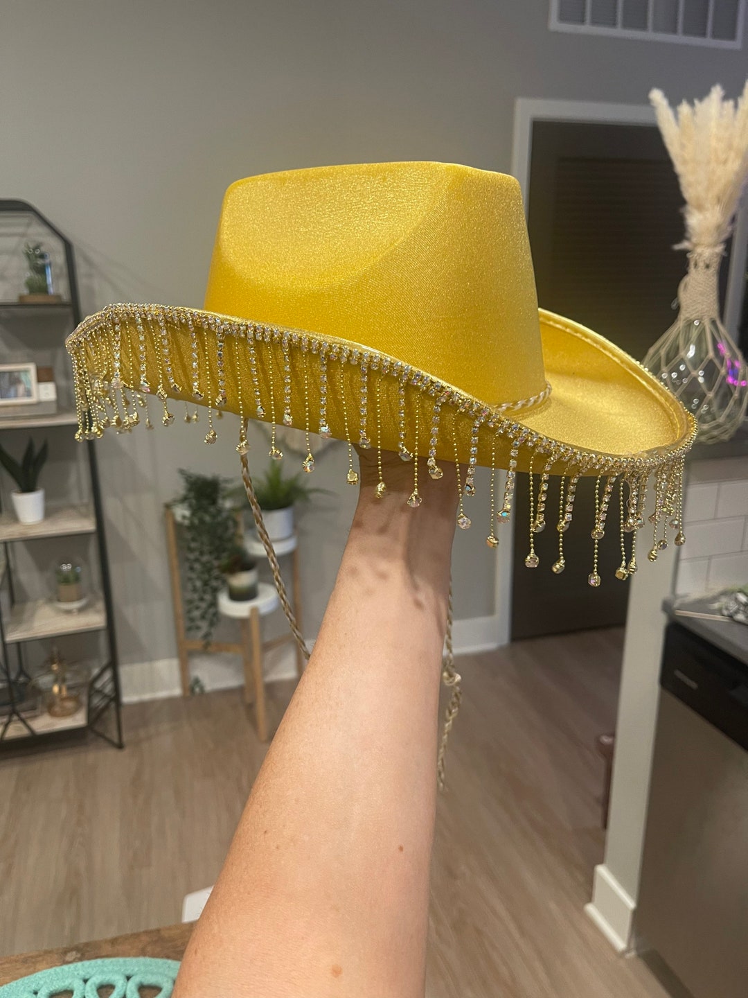 Gold Cowboy Hat W/ Gold Jewel Fringe - Etsy