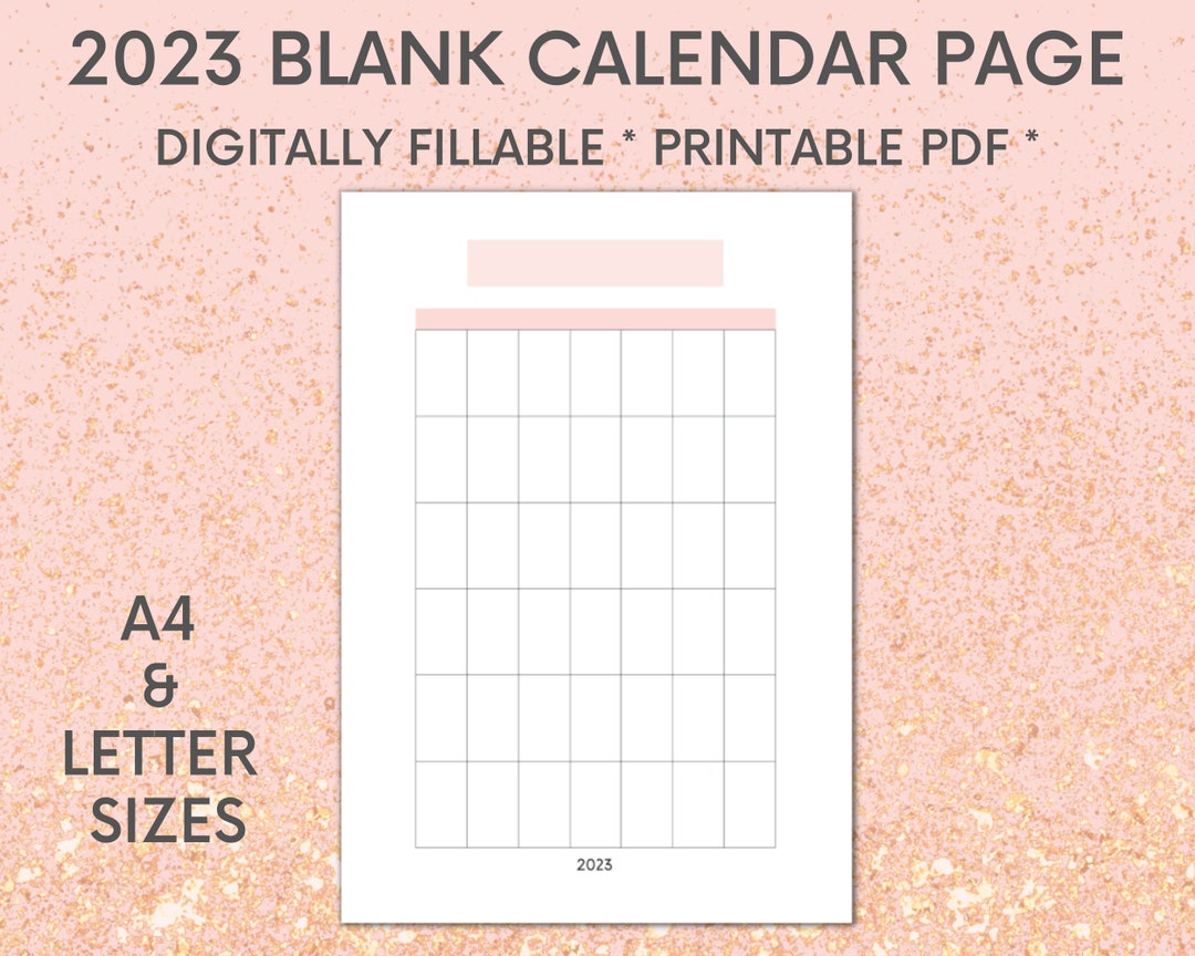 Customizable Monthly Calendar Grid - Fillable and Printable PDF ...