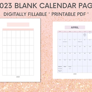 Customizable Monthly Calendar Grid - Fillable and Printable PDF ...
