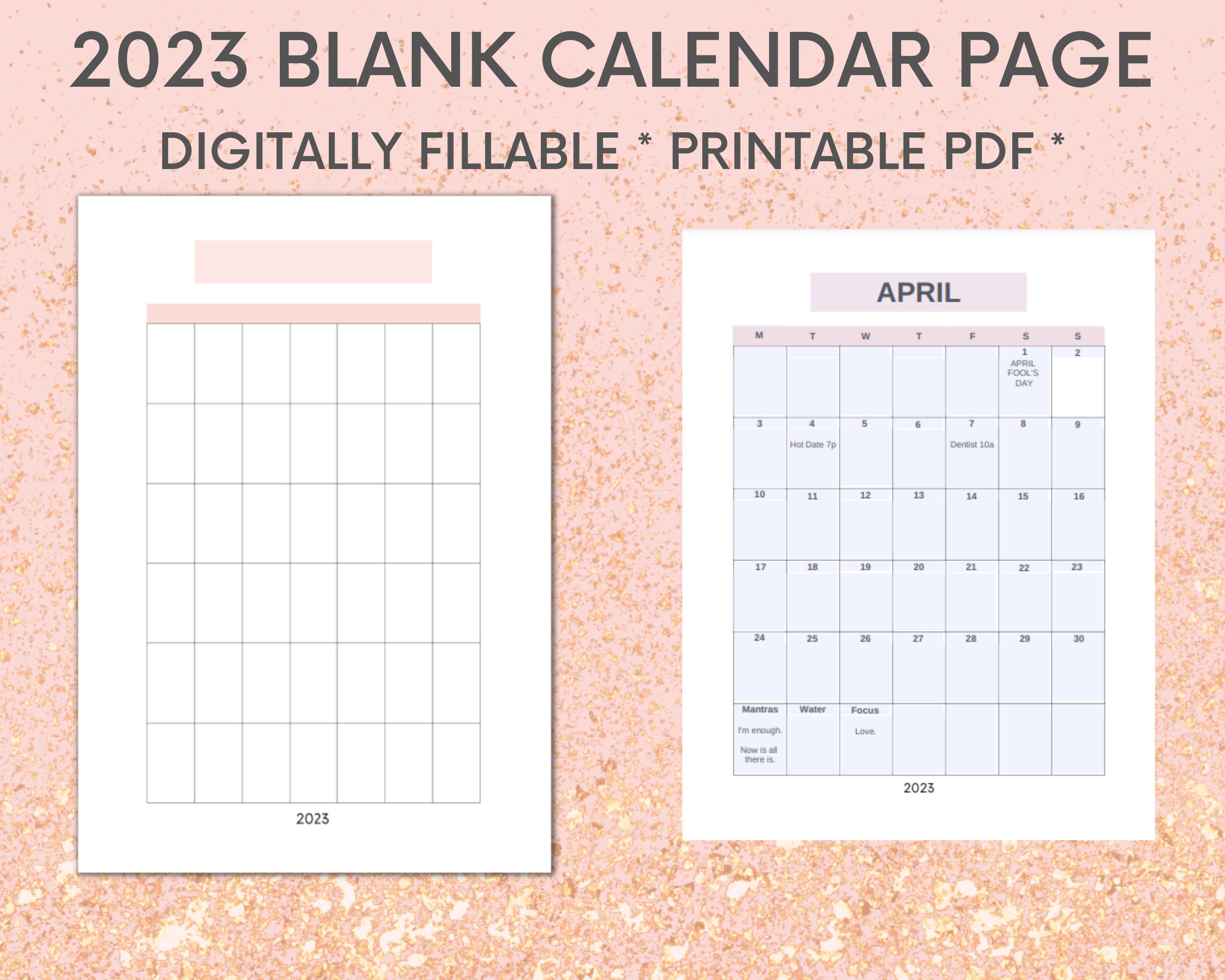 Customizable Monthly Calendar Grid - Fillable and Printable PDF ...