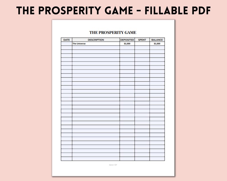 The Prosperity Game Fillable PDF - Template - Planner Insert - US ...