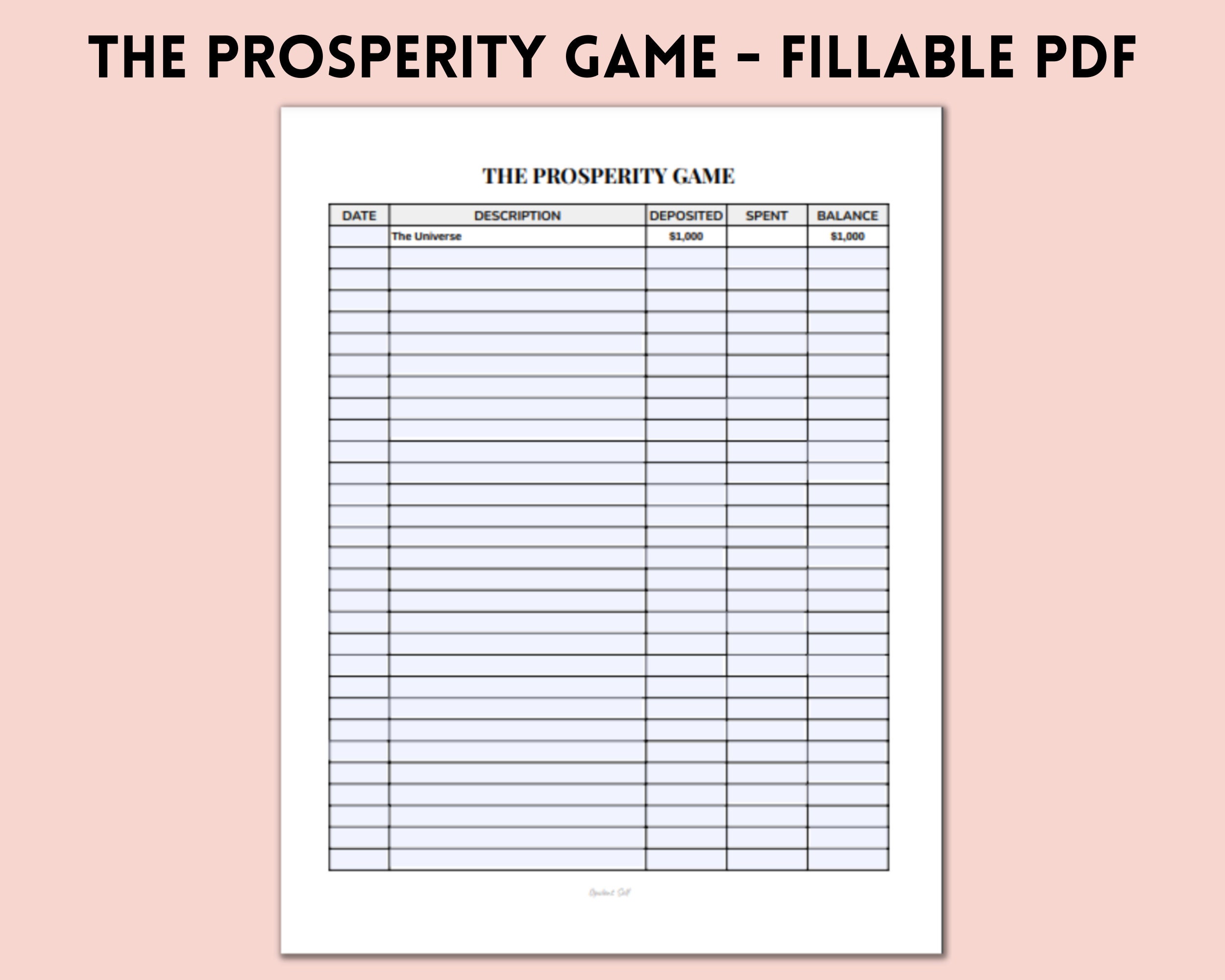 The Prosperity Game Fillable PDF - Template - Planner Insert - US Letter Size - Etsy
