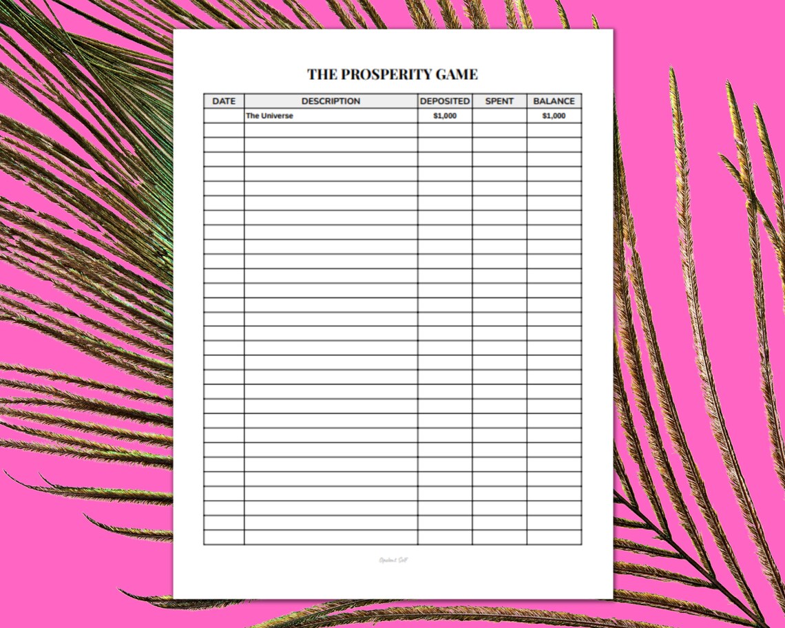 The Prosperity Game Fillable PDF - Template - Planner Insert - US ...
