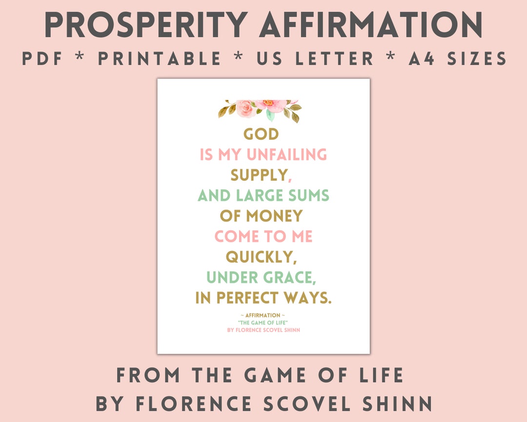 Prosperity Affirmation | From "the Game of Life" by Florence Scovel ...