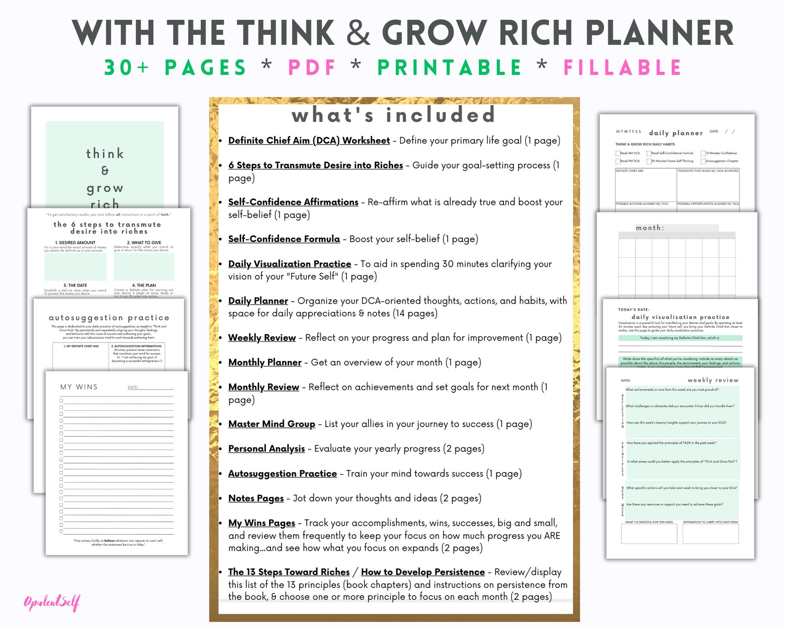 Think and Grow Rich Bundle | Printable Fillable PDF | Think and Grow ...
